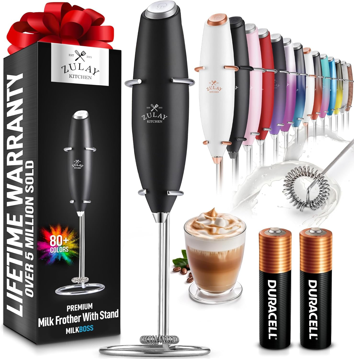 Powerful Milk Frother Wand With 2 Batteries - Ula Fast Handheld Drink ...