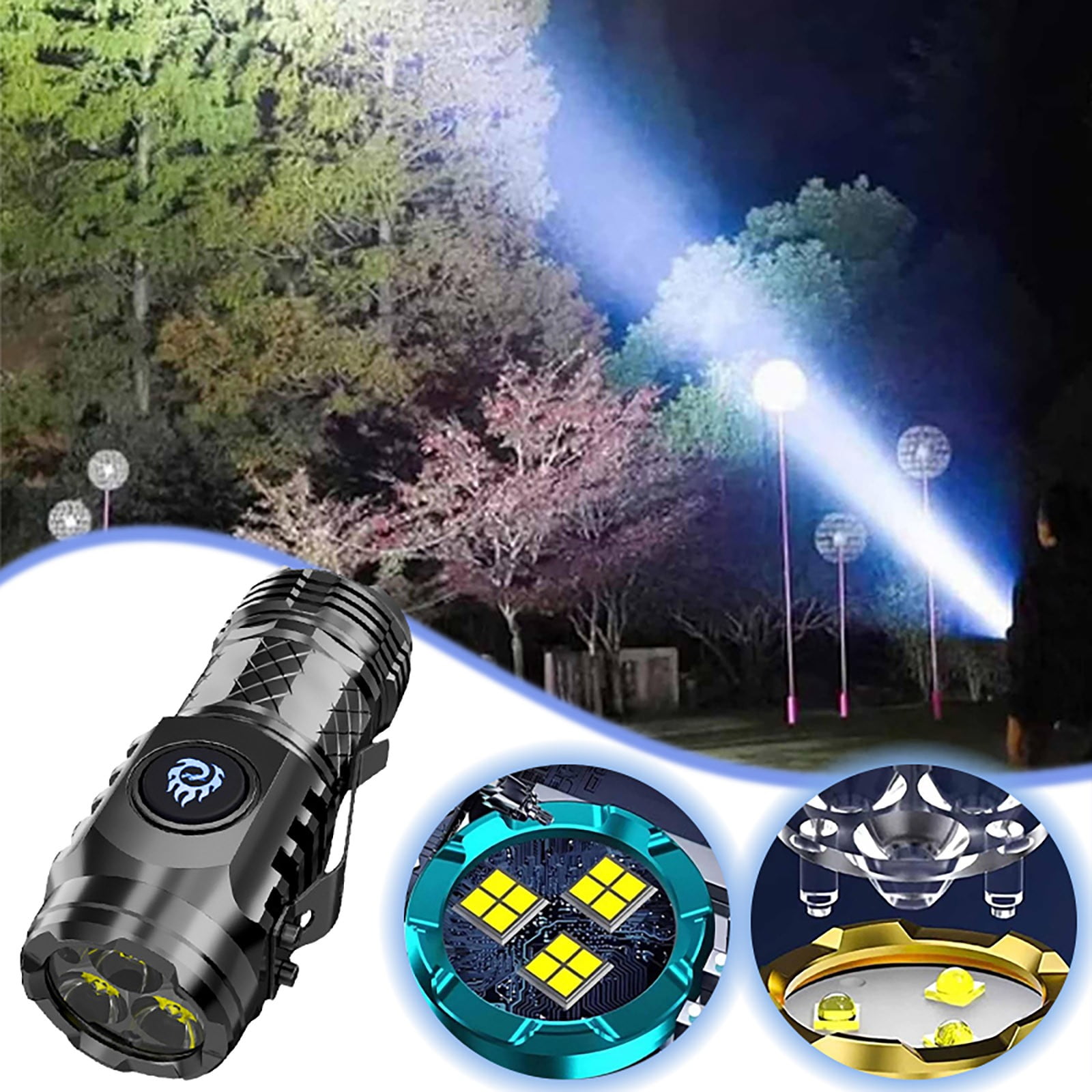 Powerful Mini Flashlight - Three Eye Super Bright Thumb Torch for ...