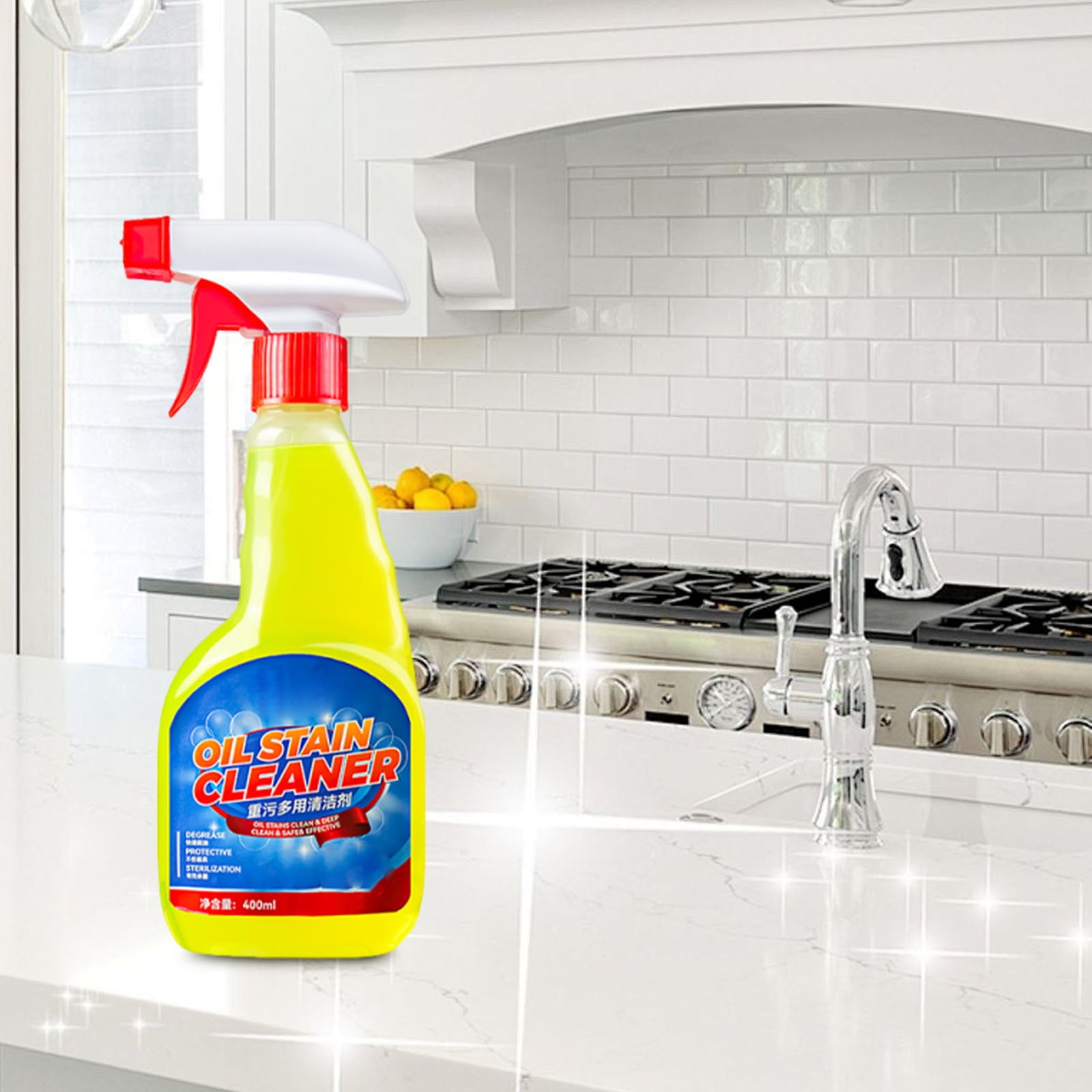 Powerful Oil Stain Remover Heavy-Duty Degreaser for Kitchen & Grill 400ml Spray Bottle Cuts ...