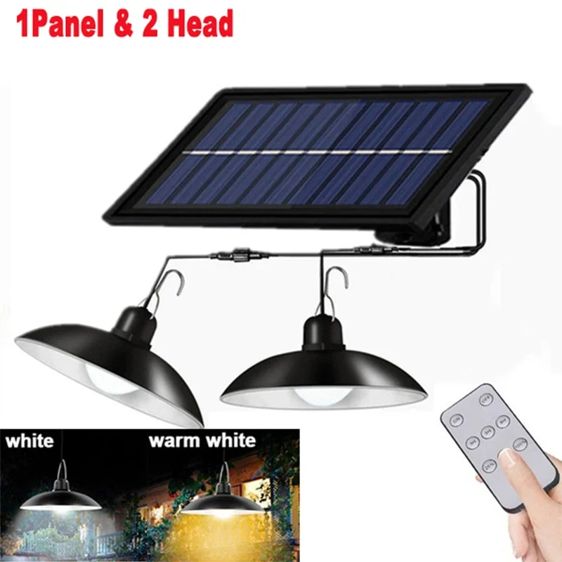 Powerful Outdoor Solar LED Pendant Light Waterproof Double-head ...