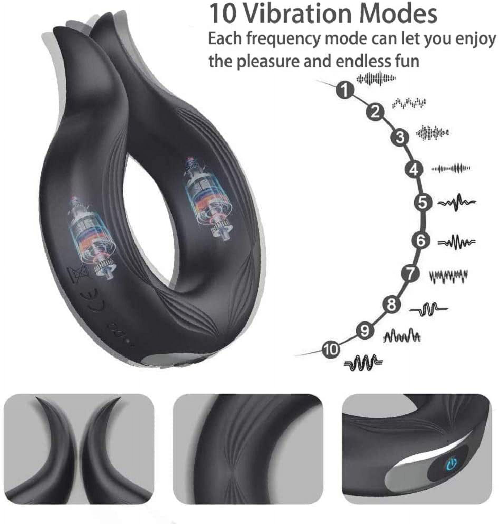 Powerful Penis Rings Rechargeable 10 Vibration Modes Male Adult Toys Sex for Men Pleasure ...