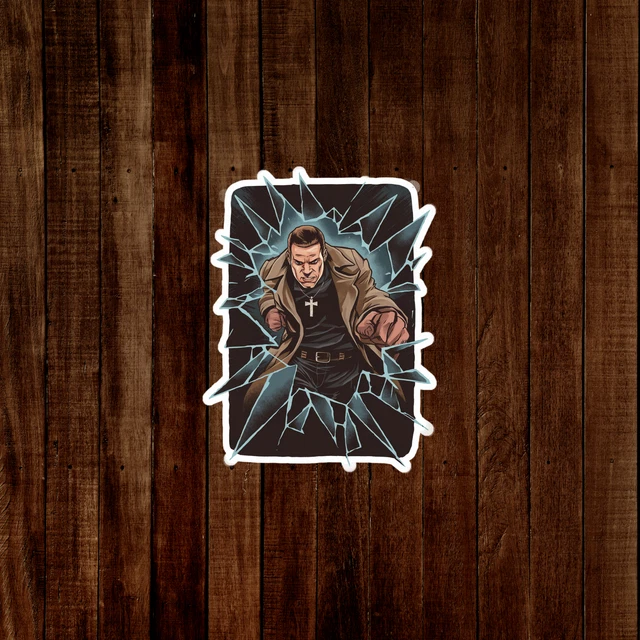 Powerful Priest Breaking Through Stained Glass Action Stickerphone ...