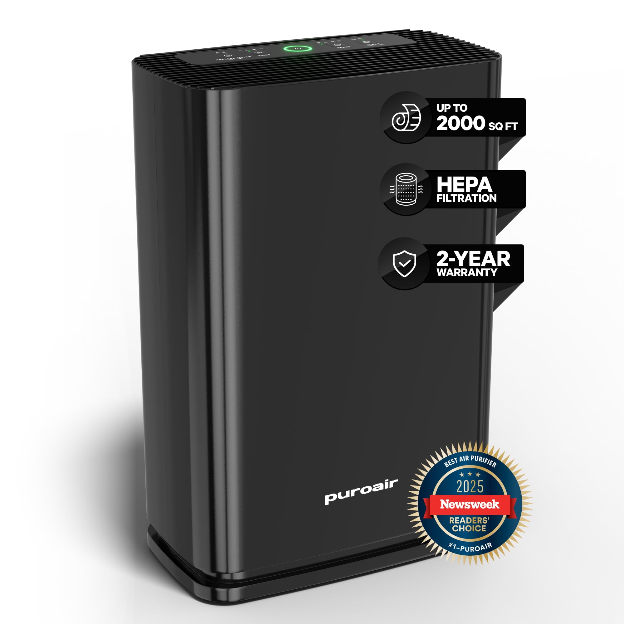 PuroAir HEPA Air Purifier, 3-Layer Filtration, Covers 2,000 Sq ft, Auto ...