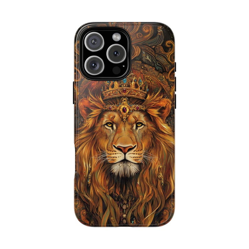 Powerful Regal King Lion with Crown Artwork Phone Case for 11 12 13 14 ...