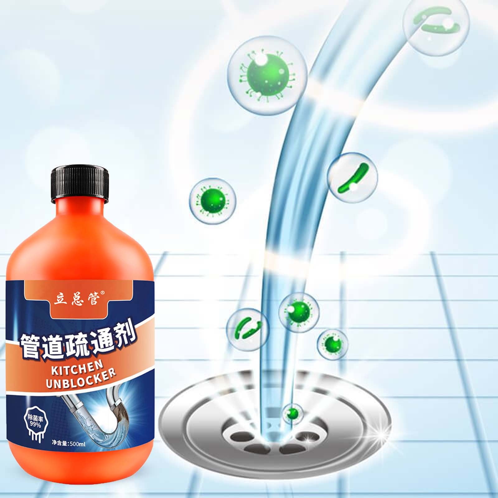 Powerful Sink & Sewer Pipe Solution, Dissolves Hair & Grease, 500Ml Gel ...
