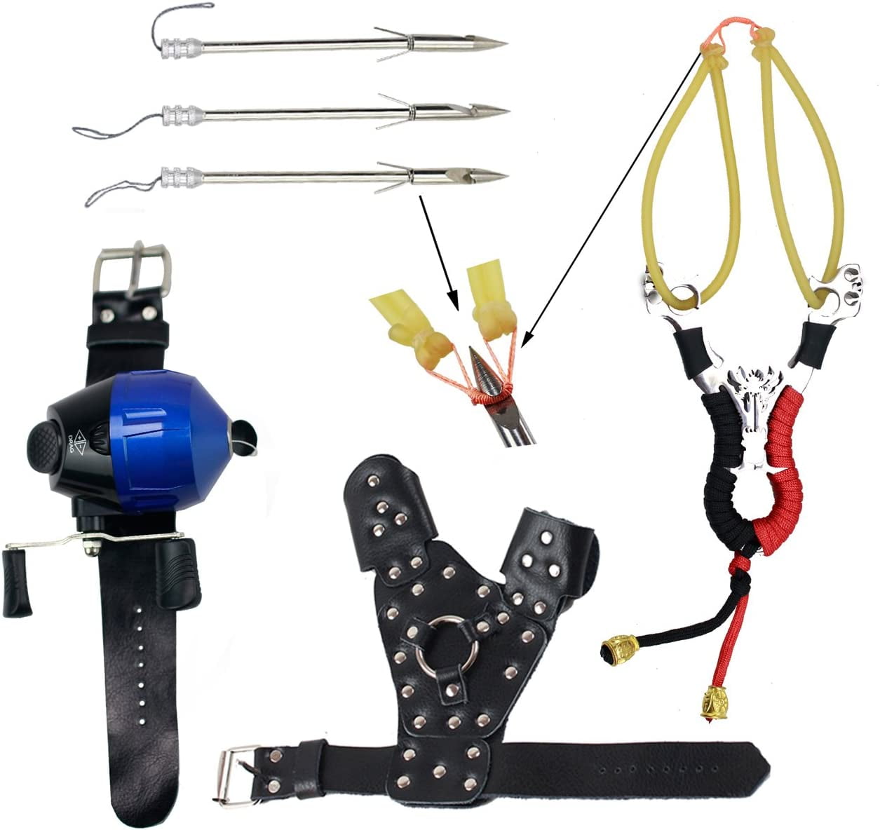 Powerful Slingshot Bow Fishing Set Reel Hunting Catapult Steel ...