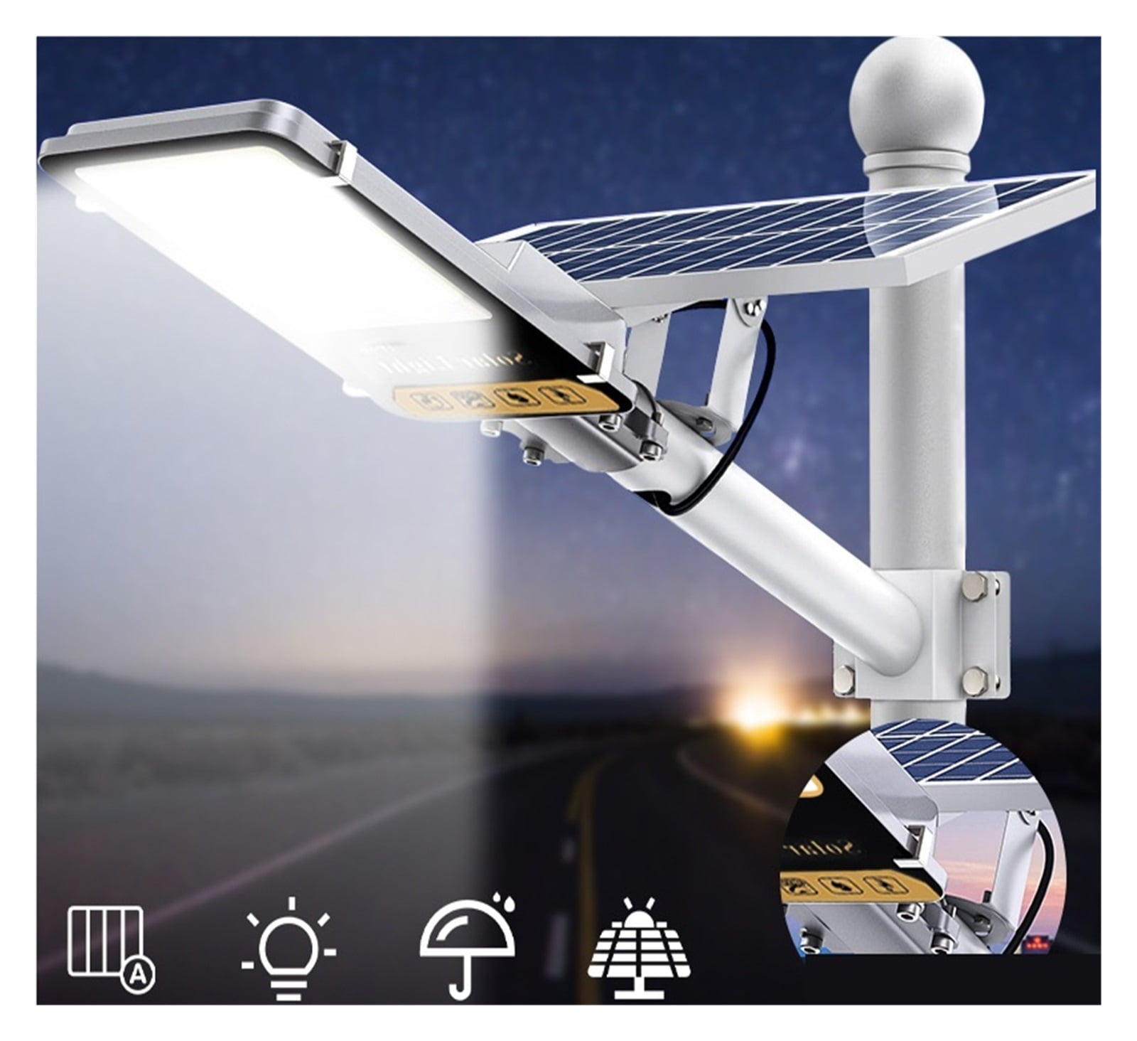 Powerful Split Solar Street Light Waterproof Outdoor Garden Sunlight ...