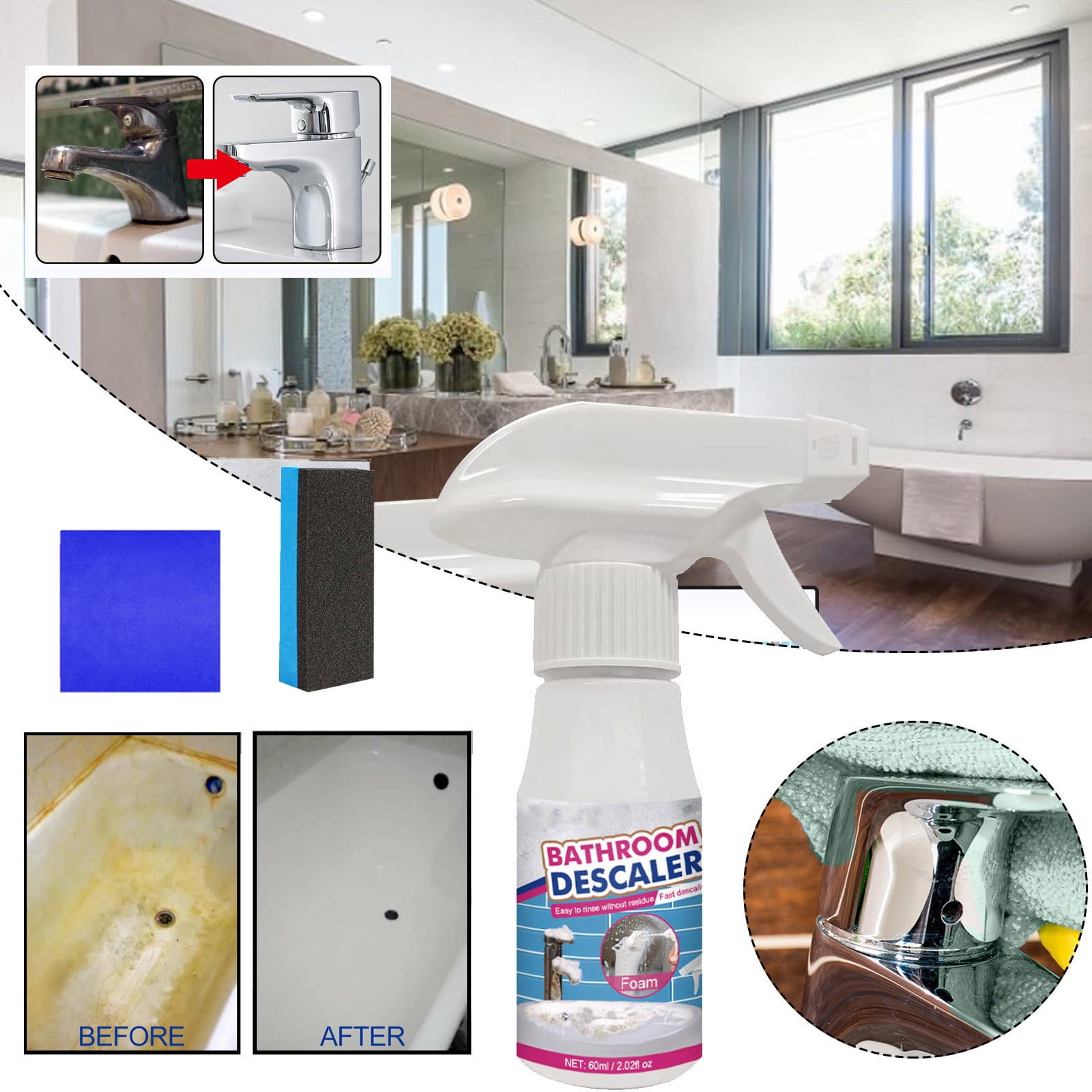 Powerful Stain Remover, Limescale Cleaner for Shower Glass, Toilet ...