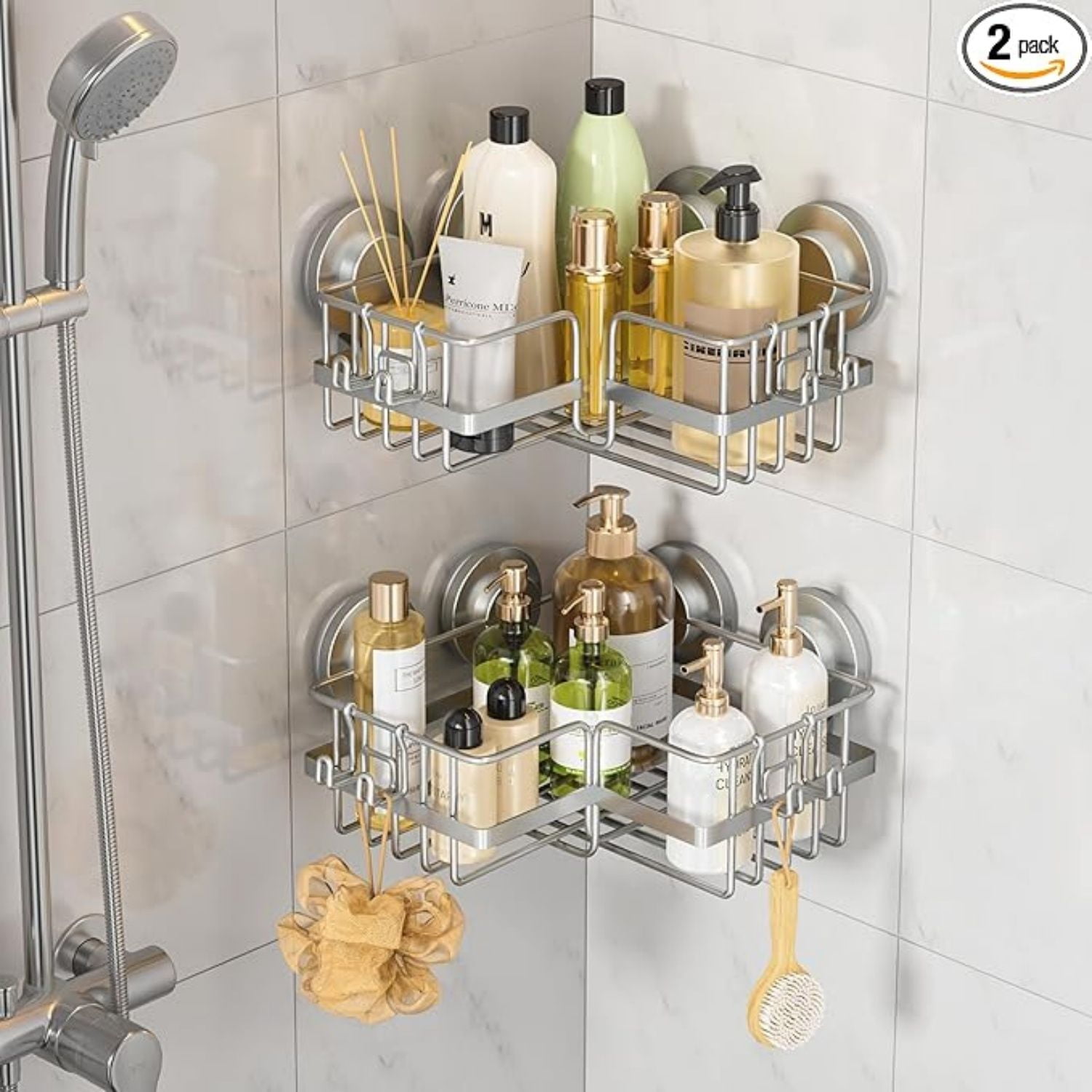 Powerful Suction Cup Shower Caddies, Removable Angle-adaptive Corner ...