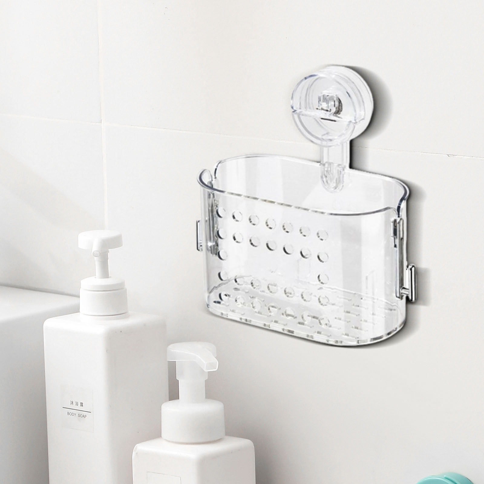 Powerful Suction Cup Wall Shelf,Suction Storage Box,Bathroom Organizer ...