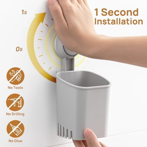 Powerful Suction Toothbrush Holder 2 Pack, Removable Drill-Free Wall ...