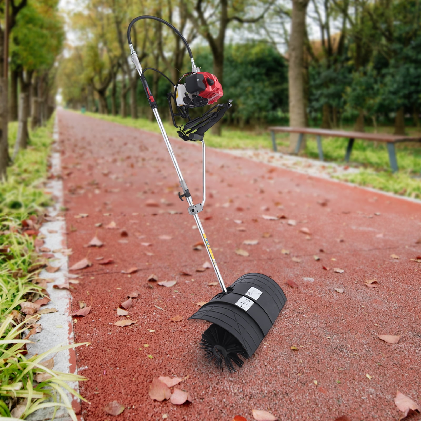 Powerful Walk Behind Leaf Blower with Comfortable Backpack, Nylon Rolling Brush, 52cc Gasoline ...