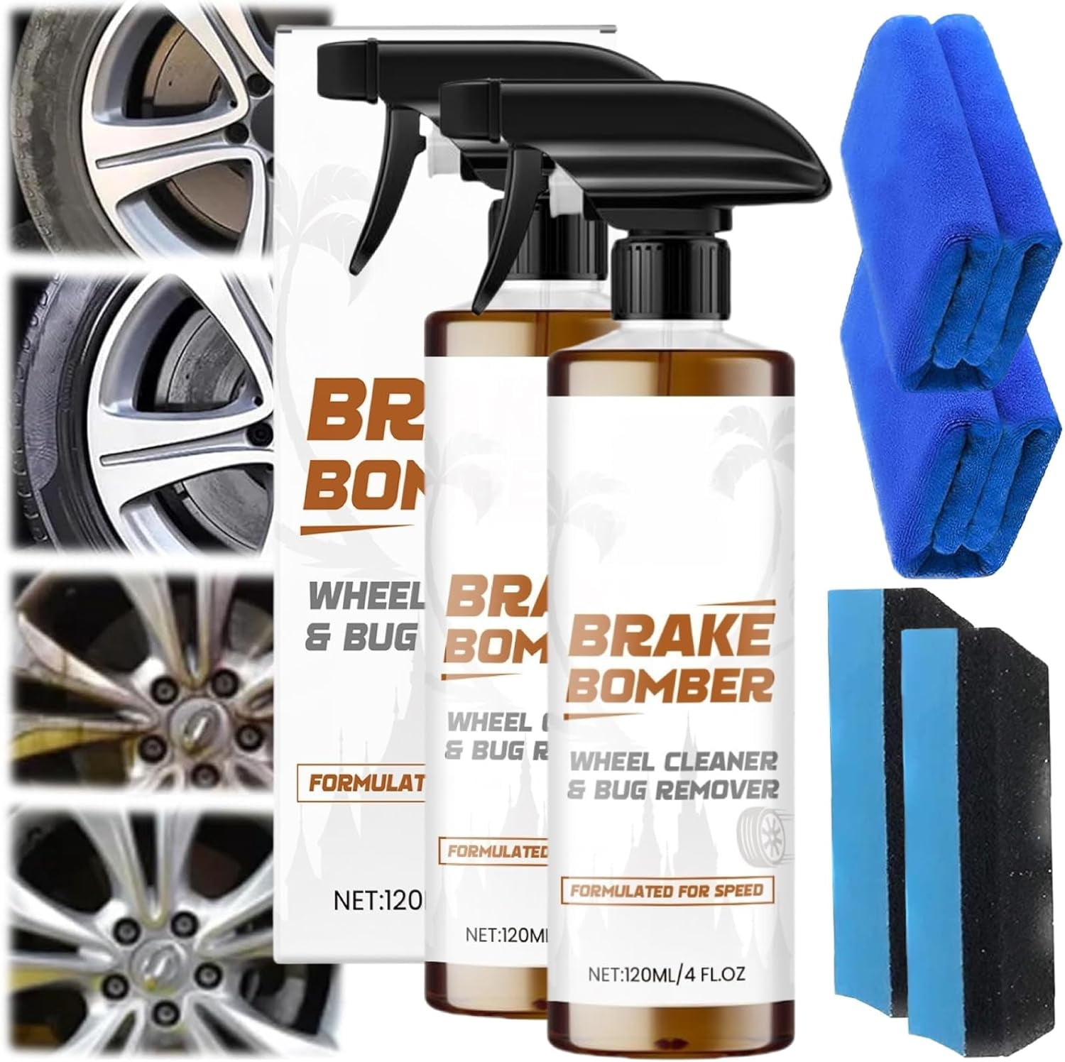 Powerful Wheel and Tire Cleaner Spray, 120ml Brake Bomber Foam for Rims ...