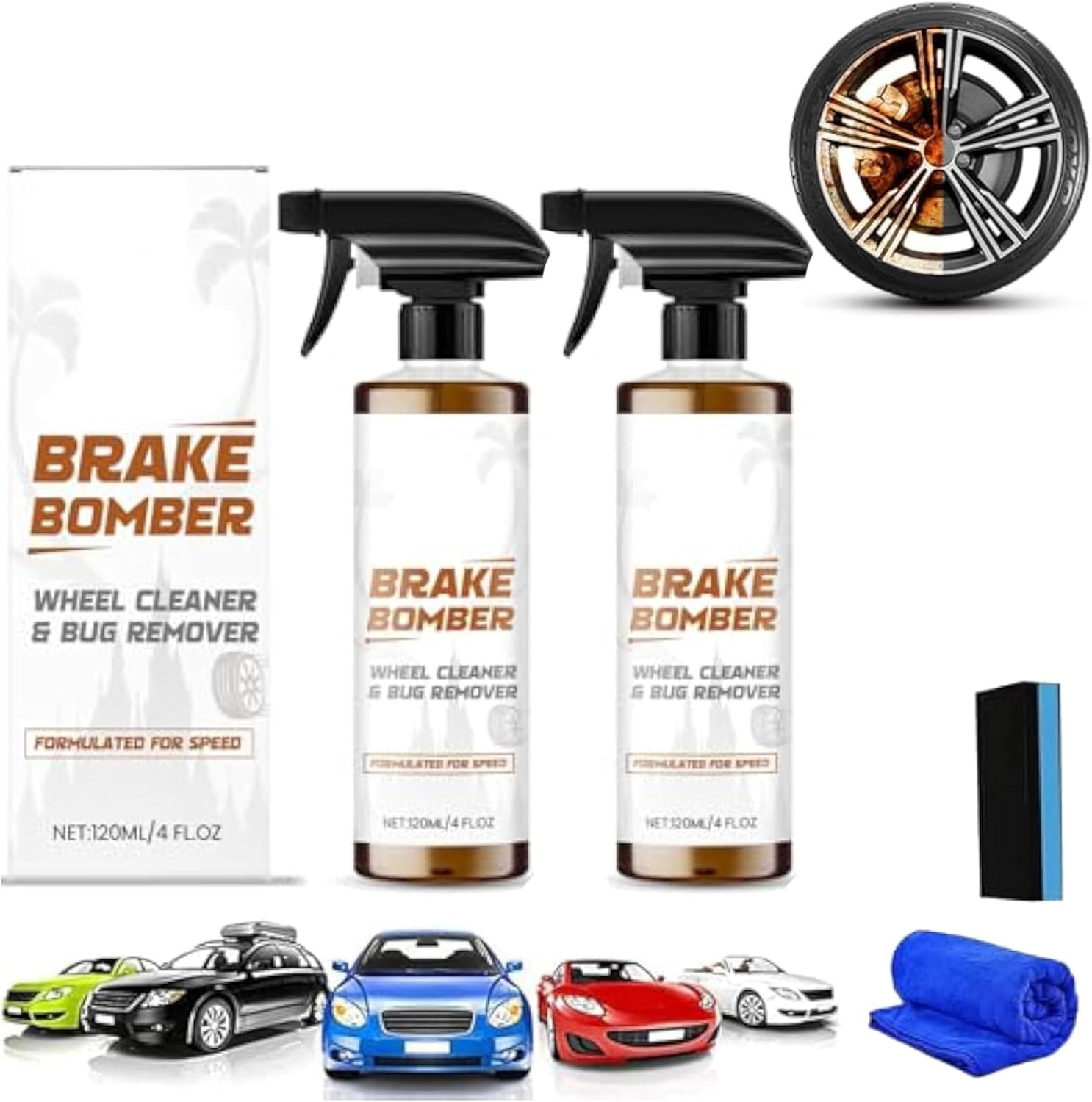 Powerful Wheel and Tire Cleaner Spray, Brake Bomber Foam for Rims & Tires, Heavy-Duty Outdoor ...
