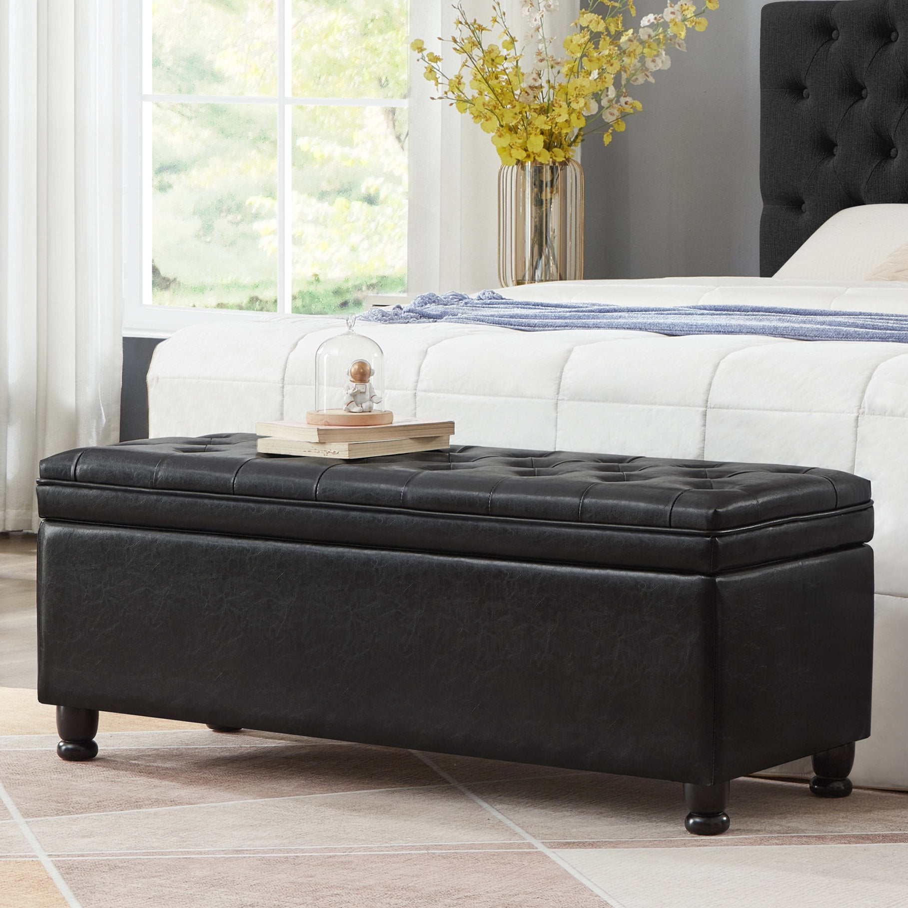 Powerful storage tufted ottoman | Keeps pillows, magazines in order in ...