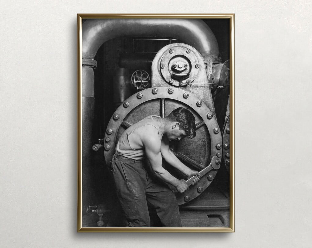 Powerhouse Mechanic, Man Portrait, Black And White Art, Vintage Wall ...