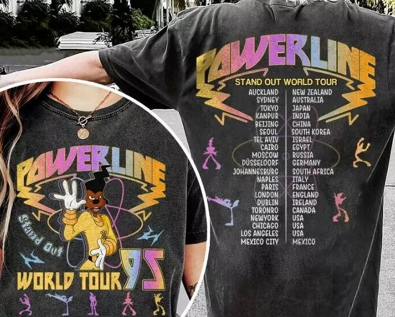 Powerline “Stand Out” Tour ‘94 Double-Sided Tee, Goofy Movie T-Shirt ...