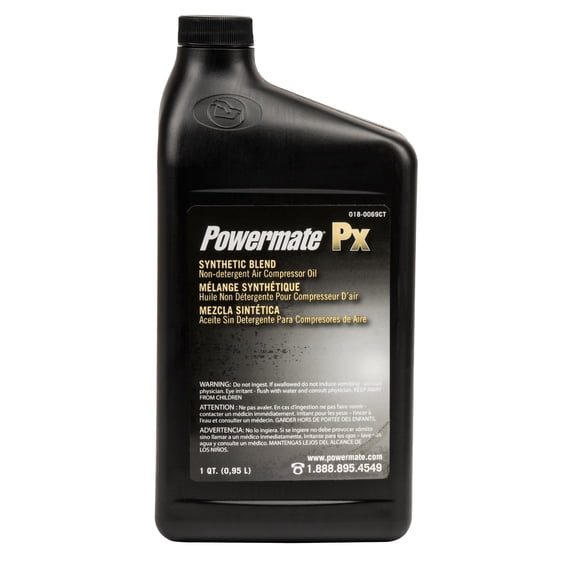 Powermate, Air Compressor Oil, 1 qt Synthetic Blend, Non Detergent ...