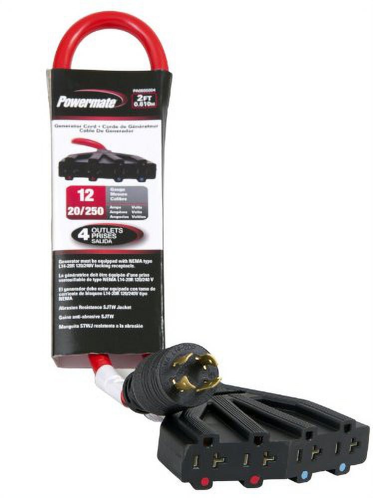Powermate PA0650204 20-Amp Generator Cord, 2-Feet - Walmart.com