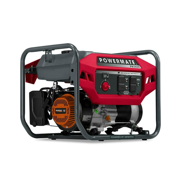 Powermate PM3800 Gas Portable Generator, 3800W Manual Start, Compact ...