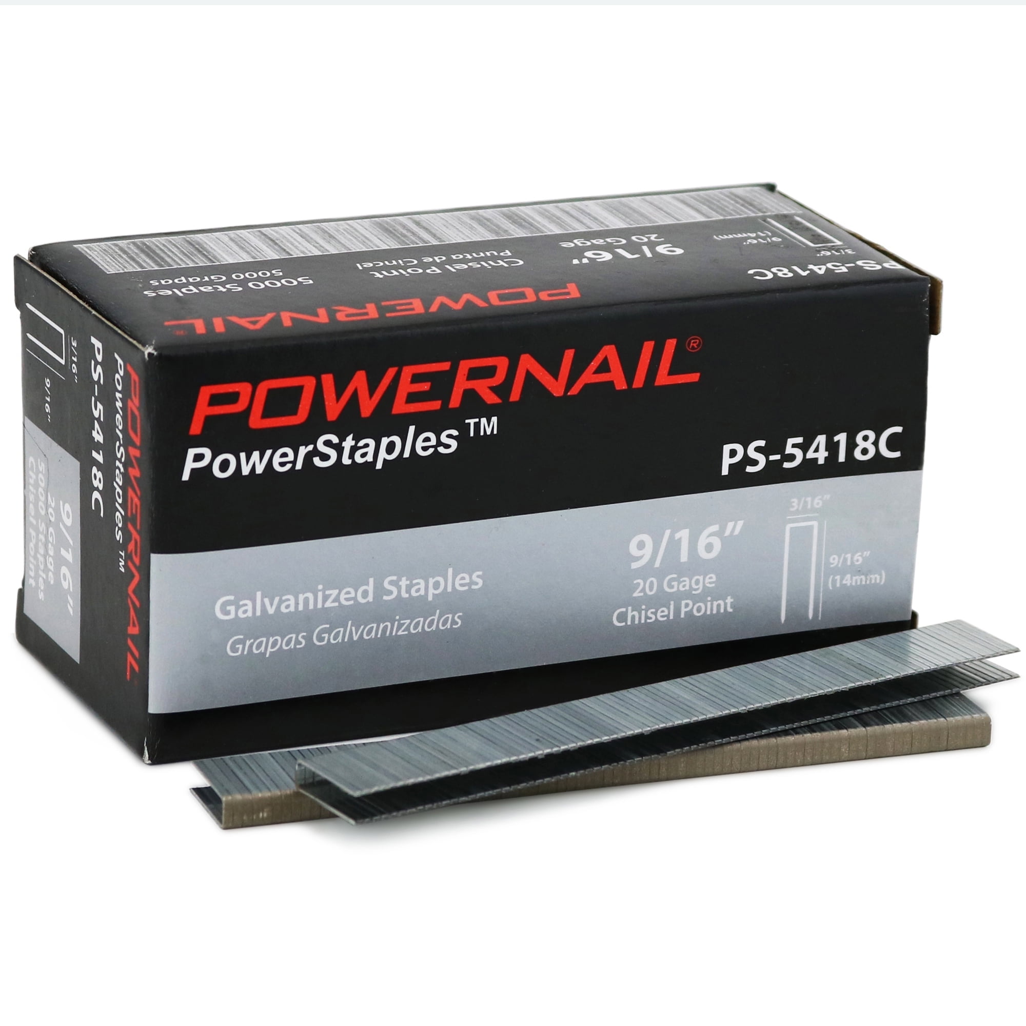 Powernail PS5418C 20 Gauge 3/16 Inch Crown 9/16 Inch Length Chisel ...