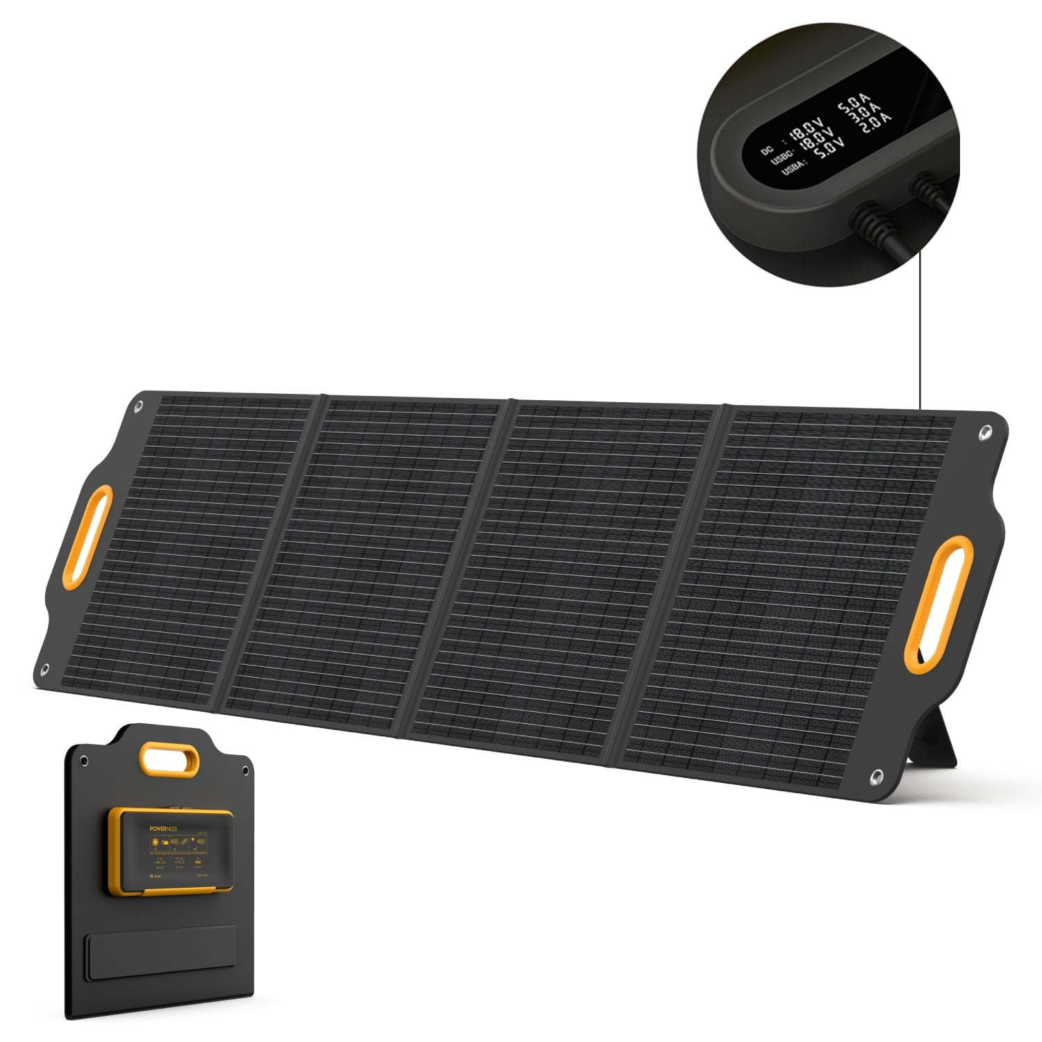 Powerness 200W Foldable Solar Panel with LCD for Power Station, Ideal ...