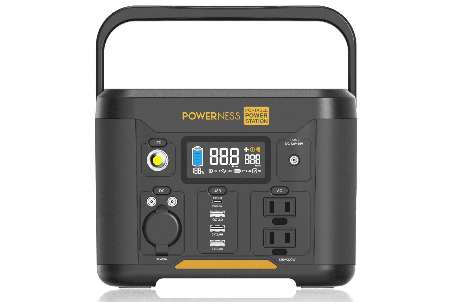 Powerness Hiker U300 Power Station, 296Wh Solar Generator, 300W AC, 60W ...