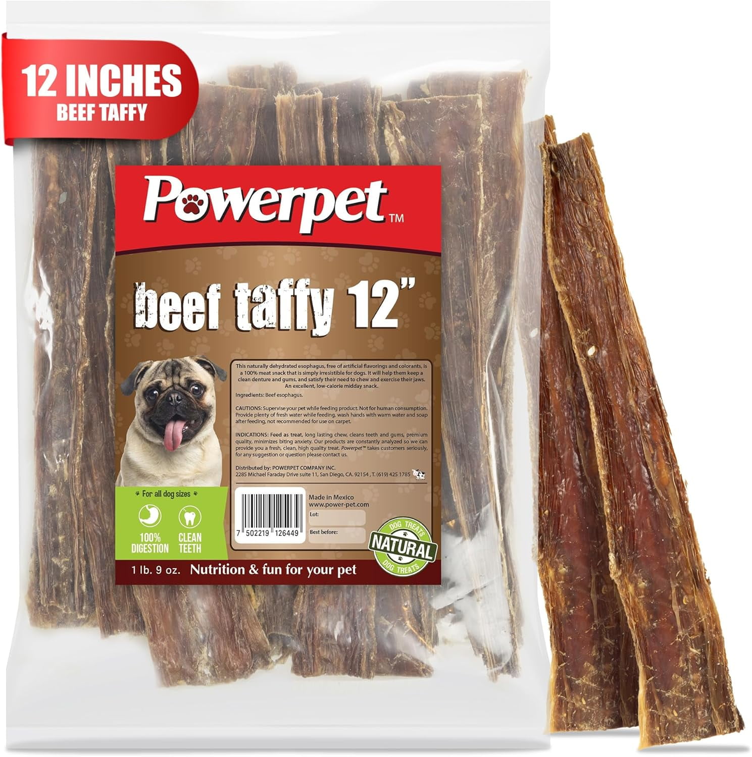 Powerpet Beef Taffy for Dogs - Natural Gullet Strips for Dogs, Low Fat ...