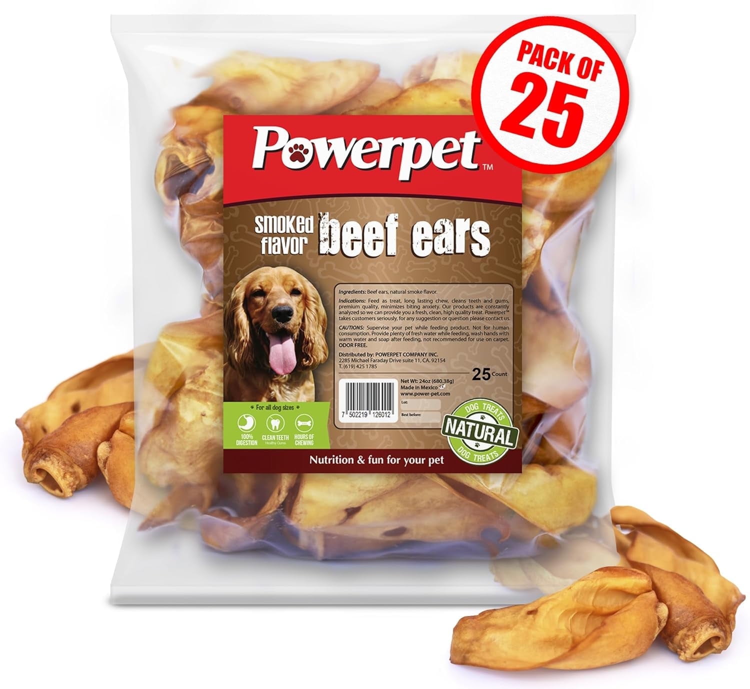Powerpet Smoked Beef Ears, Dental Treats for Dogs - Low Fat, High ...