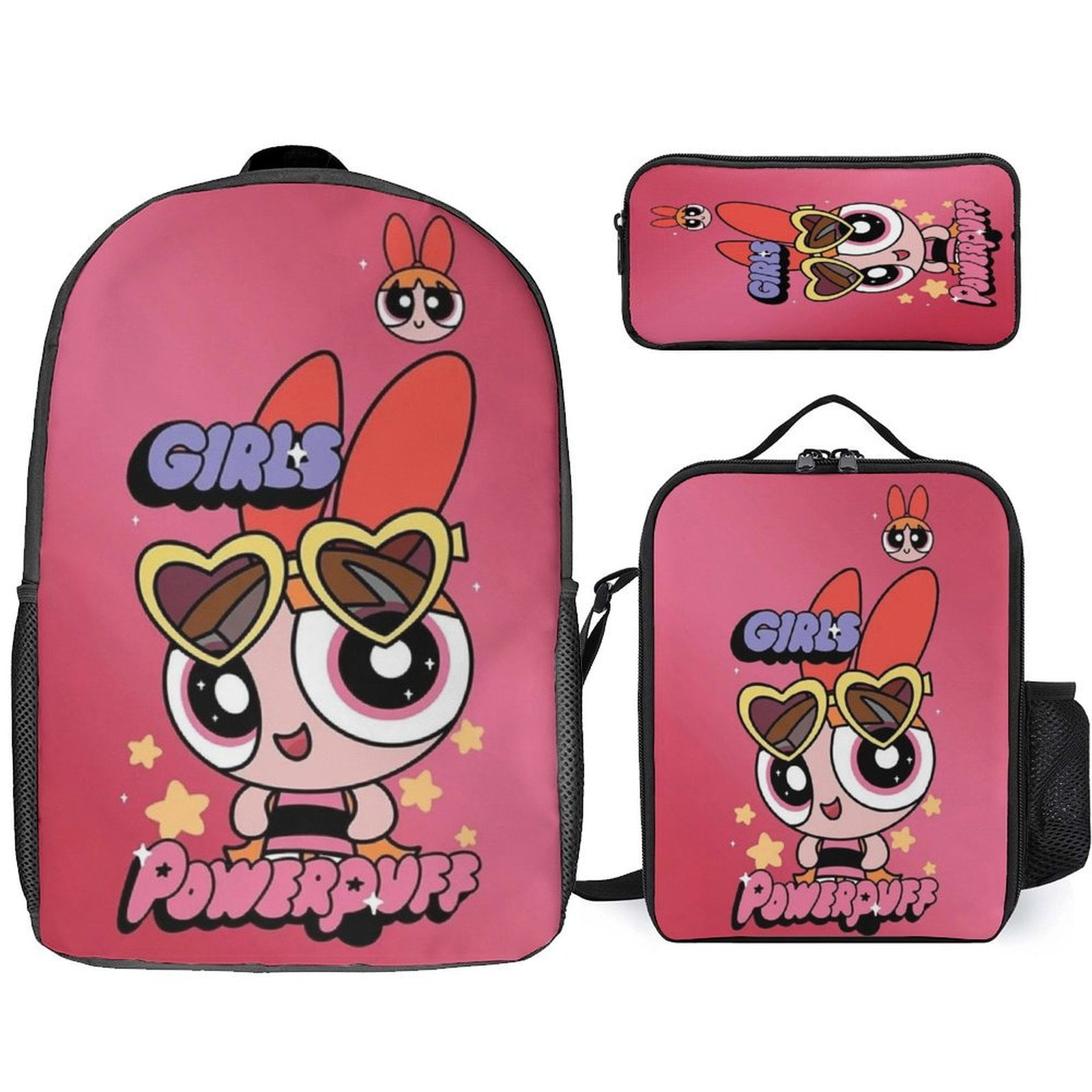 The Powerpuff Blossom, Bubbles and Buttercup 3 Piece Backpack Set with ...