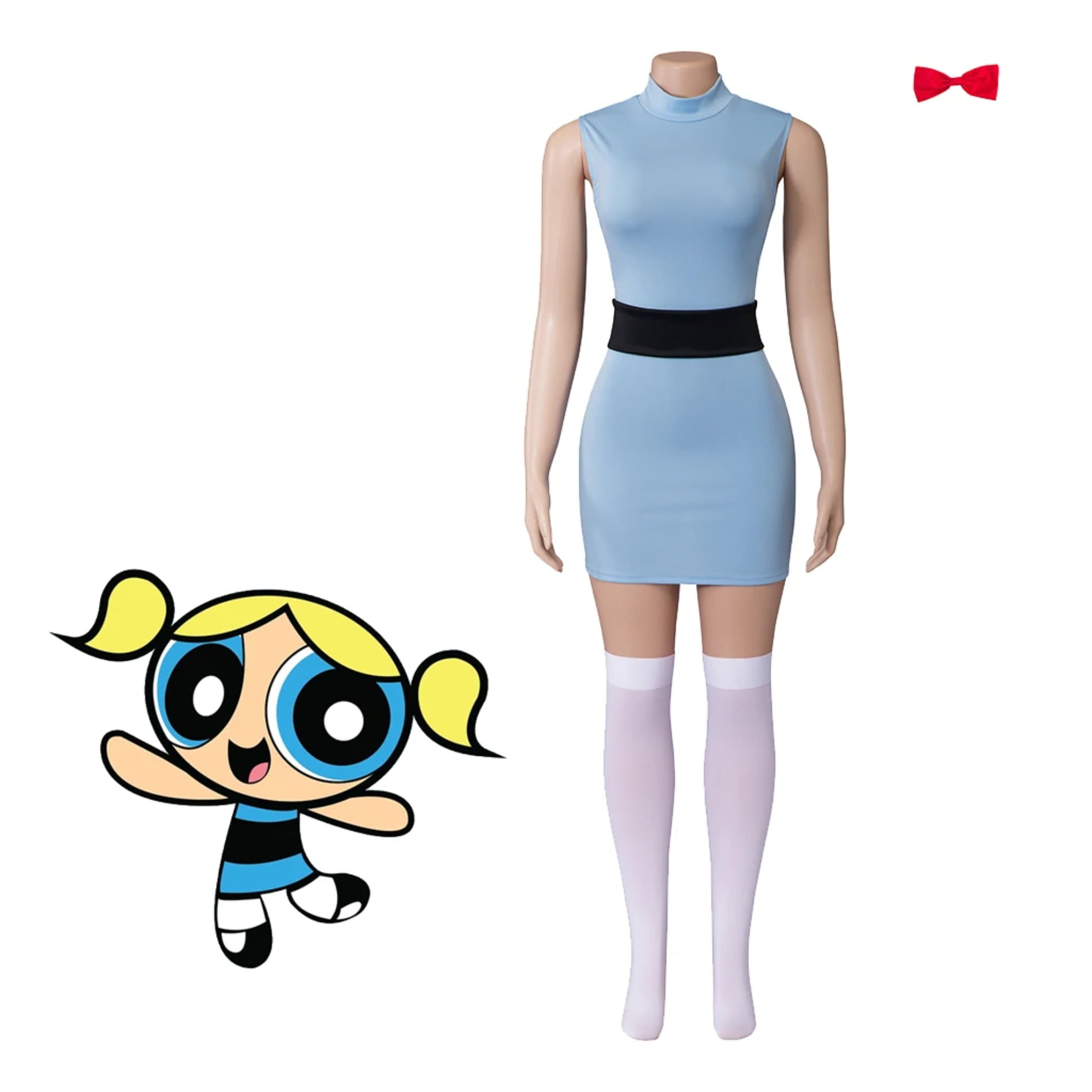 Powerpuff Dress Set Blossom Buttercup Bubbles Costume Dress With Belt ...