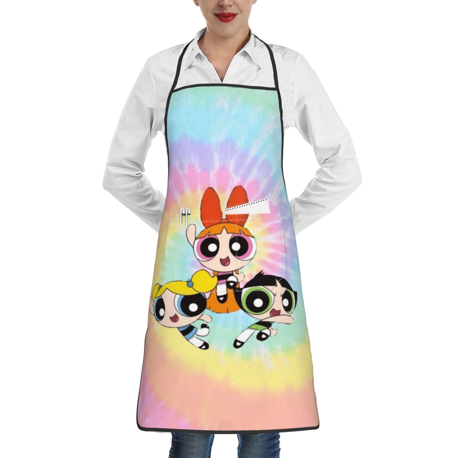 Powerpuff Girls Apron 2 Pockets Adjustable Aprons for Cooking Cleaning ...