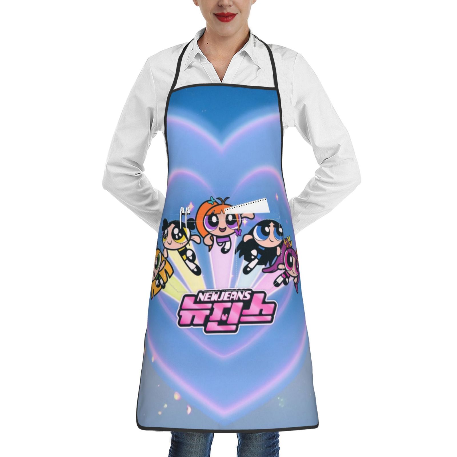Powerpuff Girls Apron 2 Pockets Adjustable Aprons for Cooking Cleaning ...