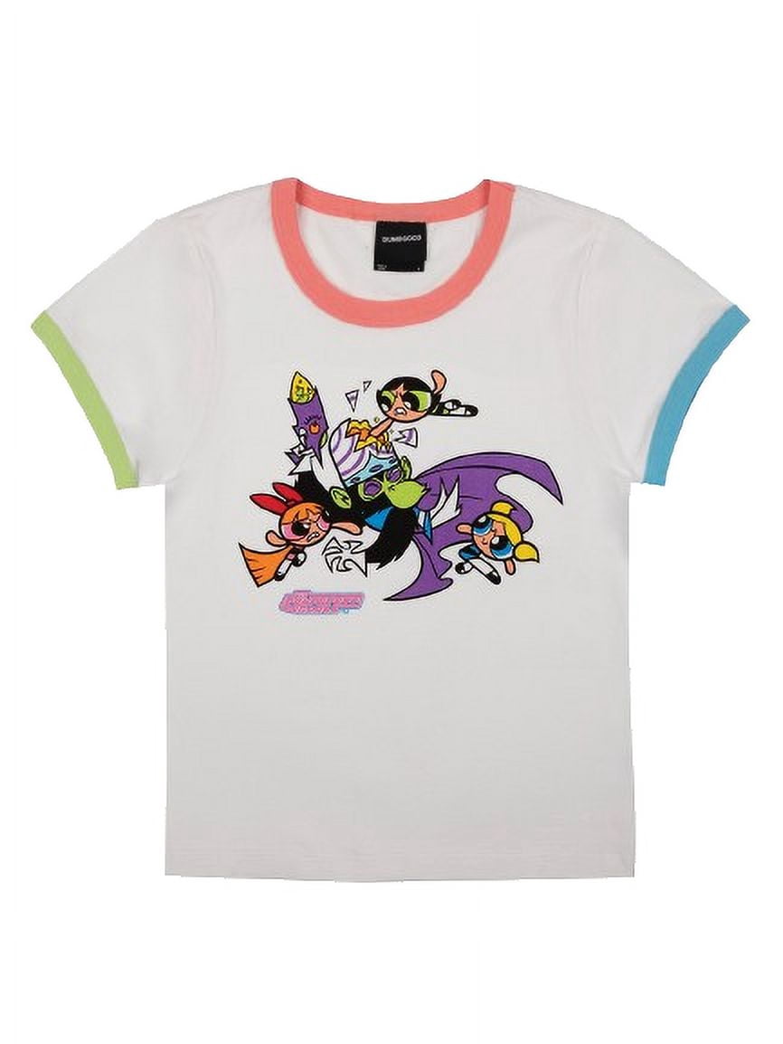 Powerpuff Girls Battle Crew Neck Short Sleeve White Adult Ringer Baby ...