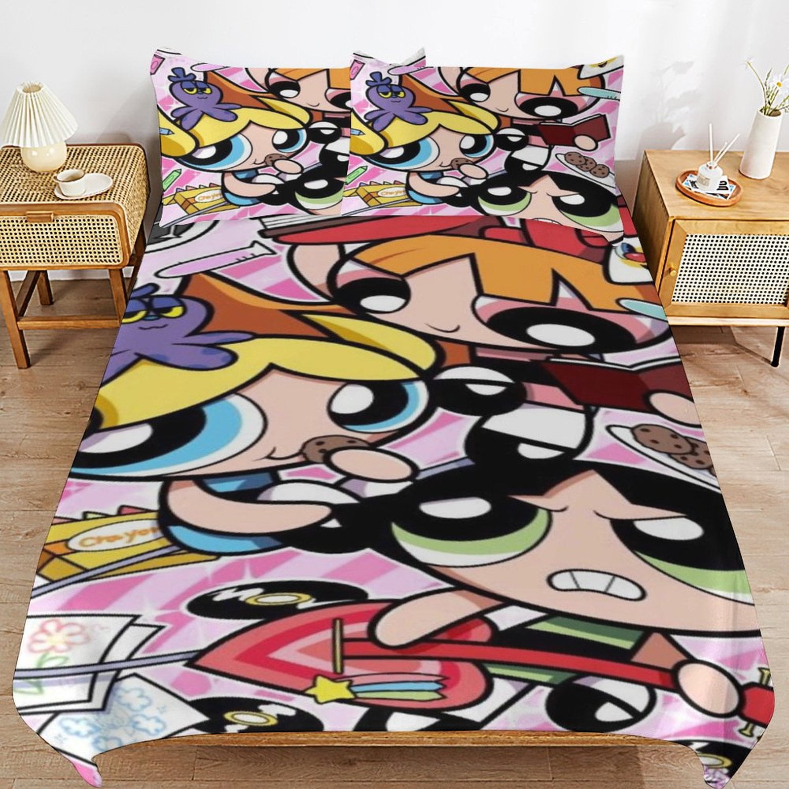 Powerpuff Girls Bedding Set Anime Bedding Set Cartoon Duvet Cover Set ...