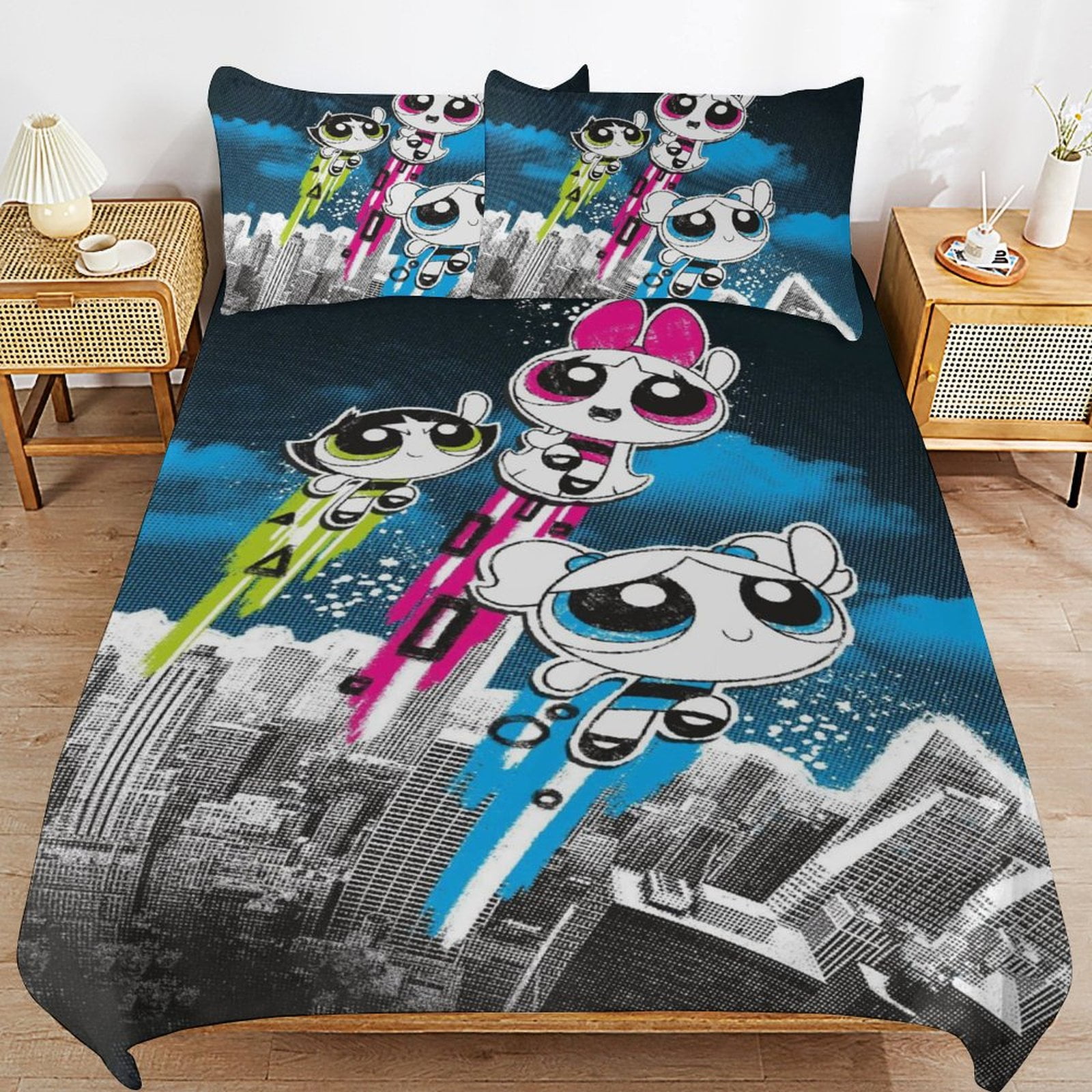 Powerpuff Girls Bedding Set Anime Bedding Set Cartoon Duvet Cover Set ...