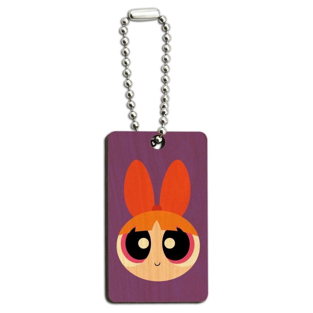Powerpuff Girls Blossom Head Wood Wooden Rectangle Keychain Key Ring ...