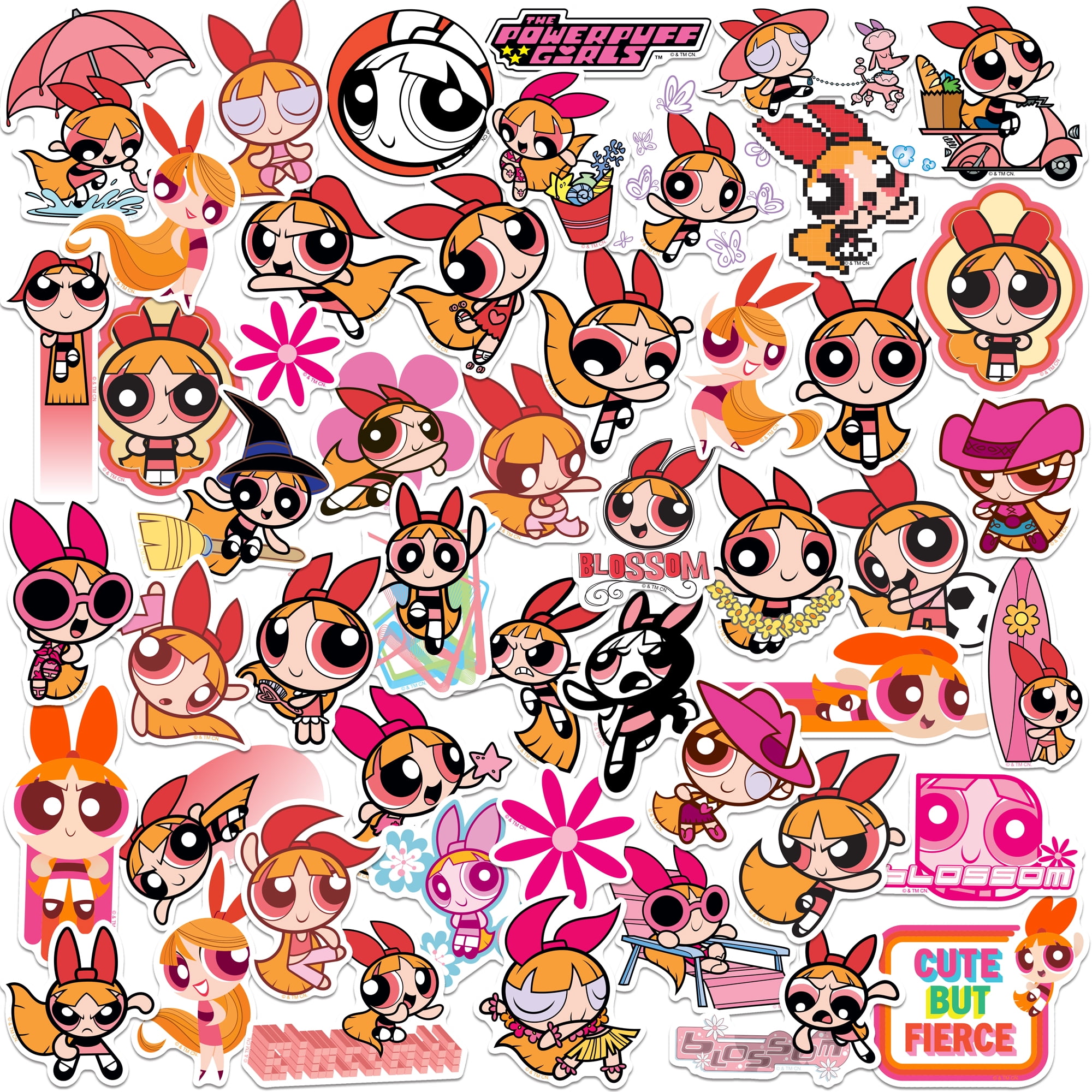 Powerpuff Girls Blossoms 50ct Vinyl Large Deluxe Stickers Variety Pack ...