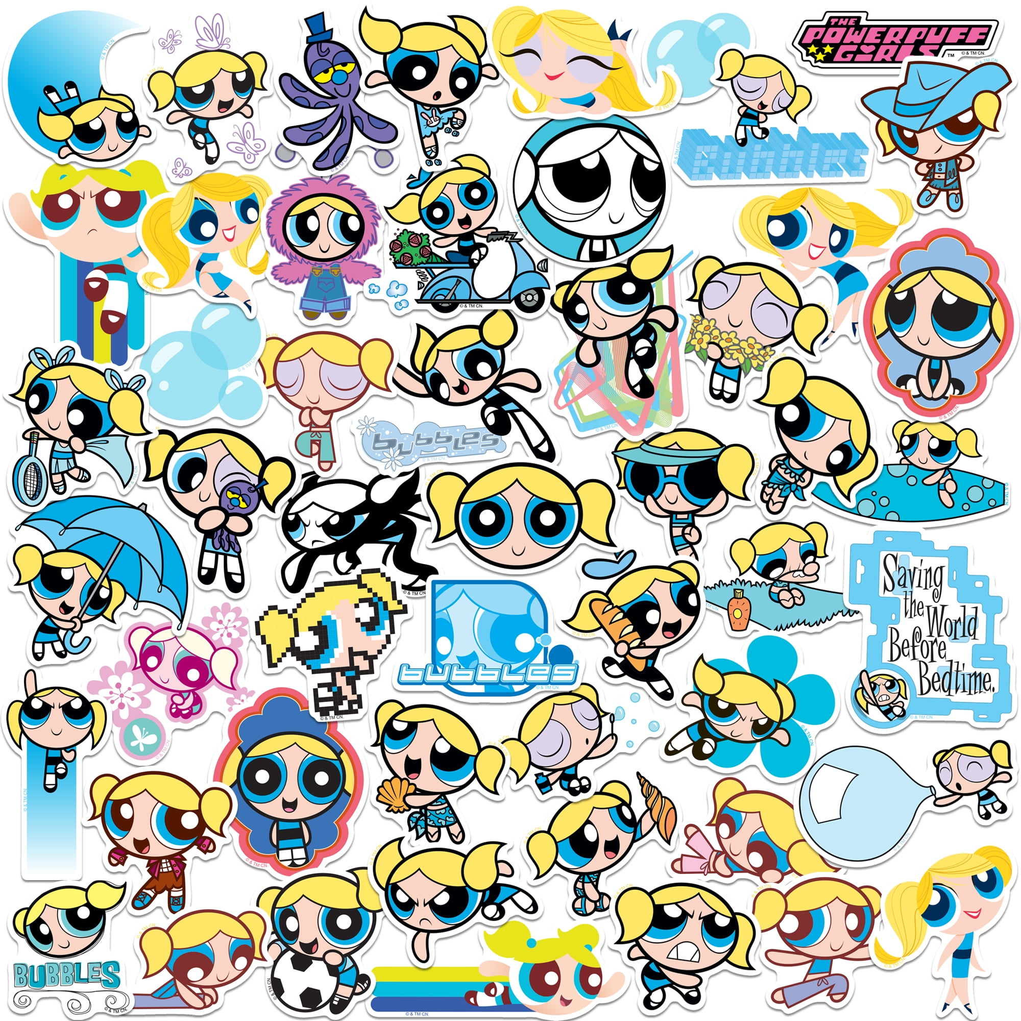 Powerpuff Girls Bubbles 50ct Vinyl Large Deluxe Stickers Variety Pack ...