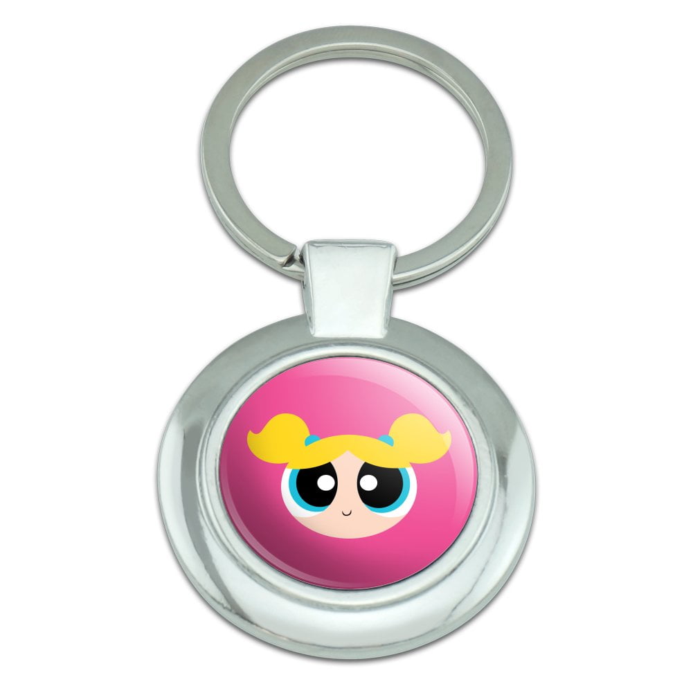 Powerpuff Girls Bubbles Head Keychain Classy Round Chrome Plated Metal ...
