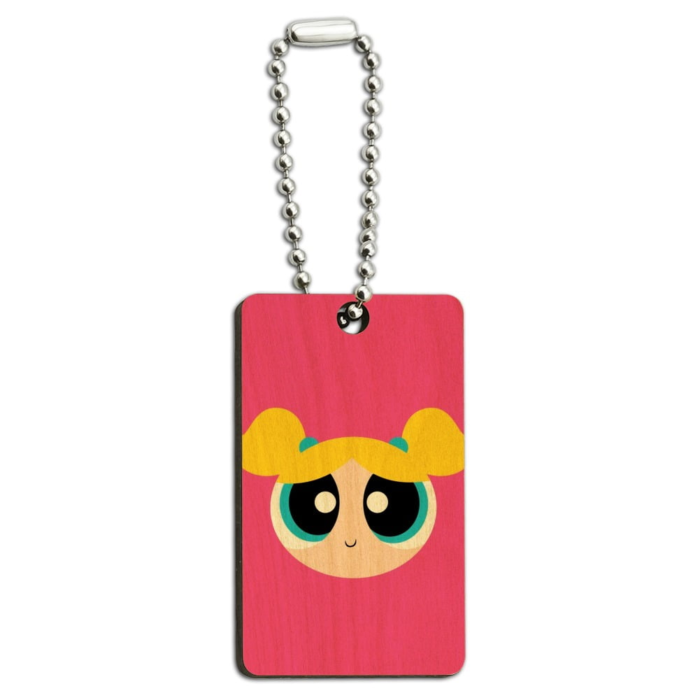 Powerpuff Girls Bubbles Head Wood Wooden Rectangle Keychain Key Ring ...