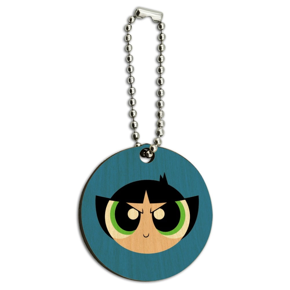 Powerpuff Girls Buttercup Head Wood Wooden Round Keychain Key Chain ...