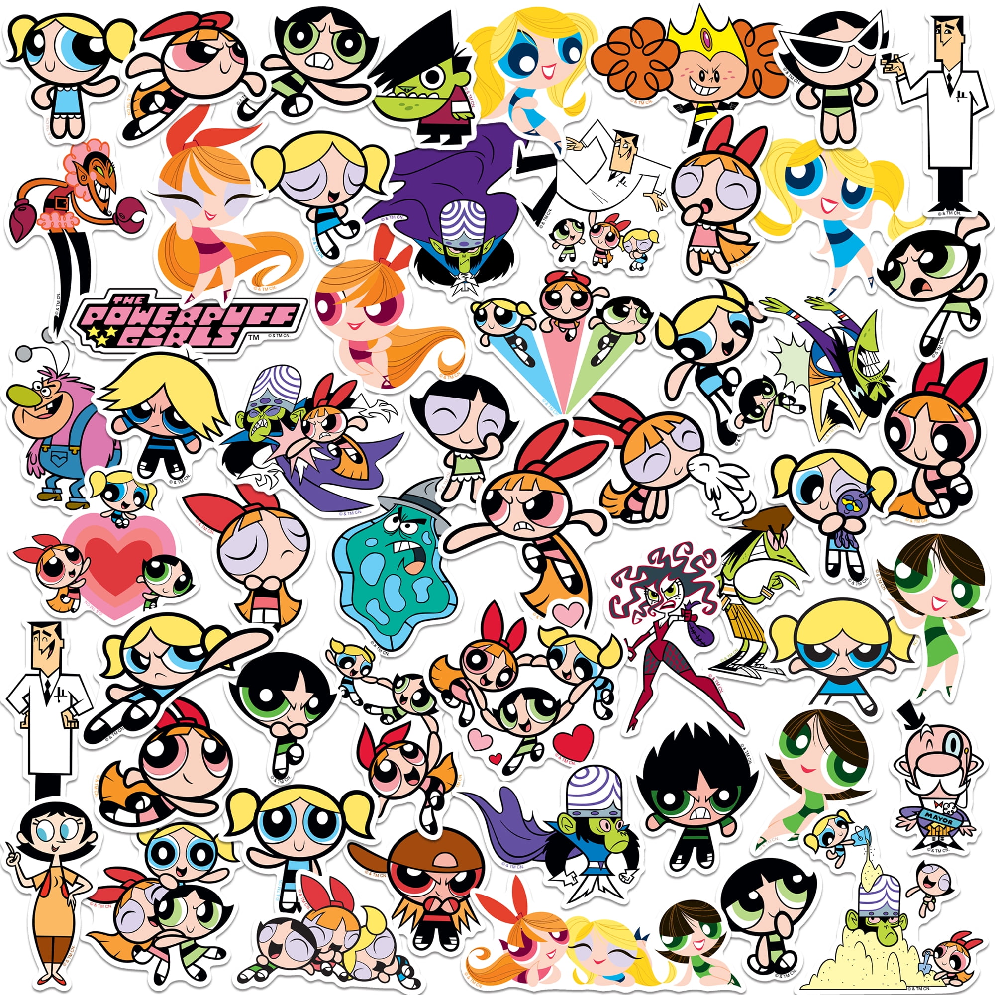 Powerpuff Girls Character 50ct Vinyl Large Deluxe Stickers Variety Pack ...