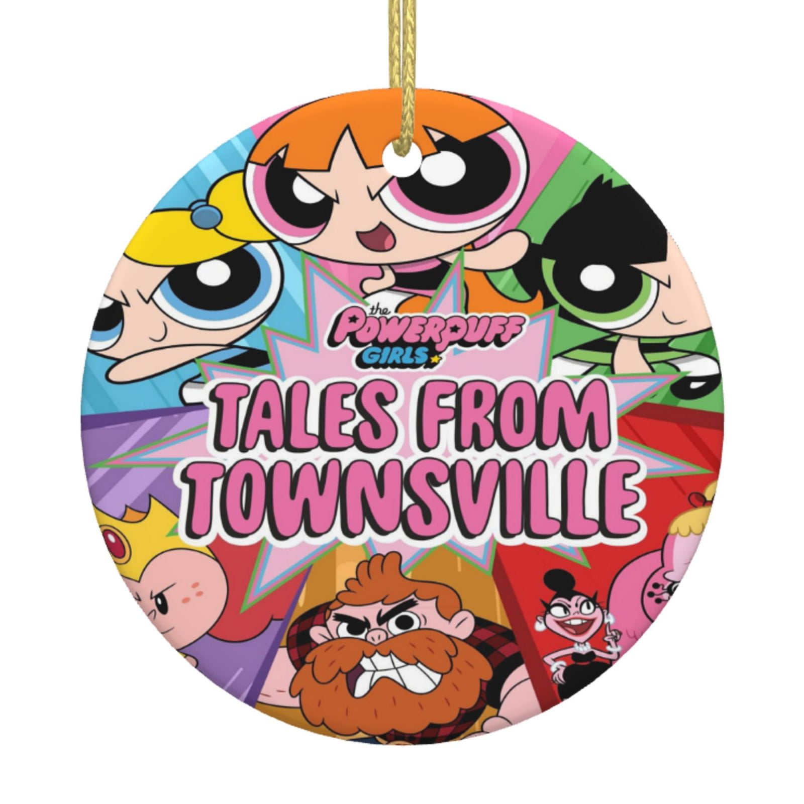 Powerpuff Girls Christmas Tree Ceramic Round Pendant, Christmas Tree ...