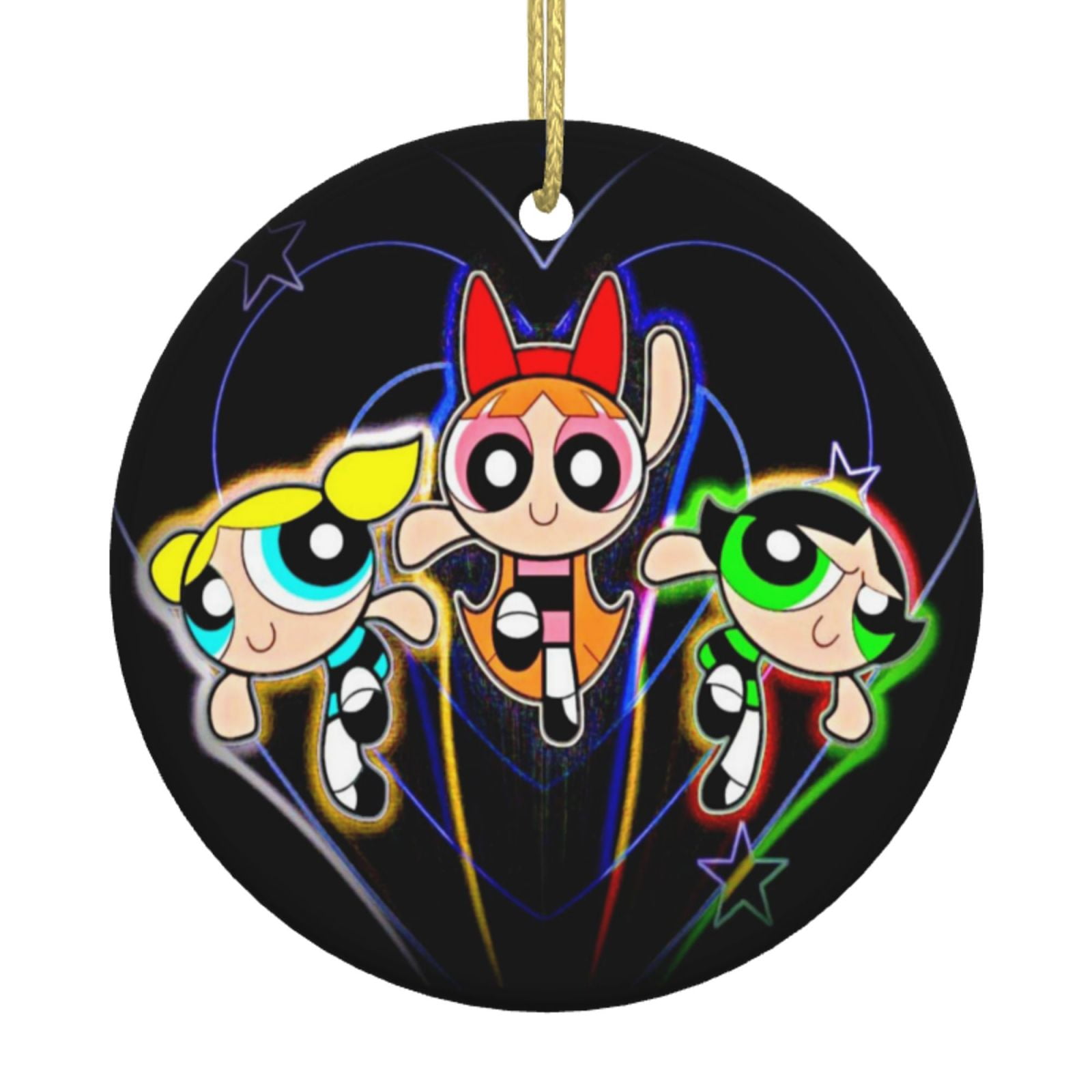 Powerpuff Girls Christmas Tree Ceramic Round Pendant, Christmas Tree ...