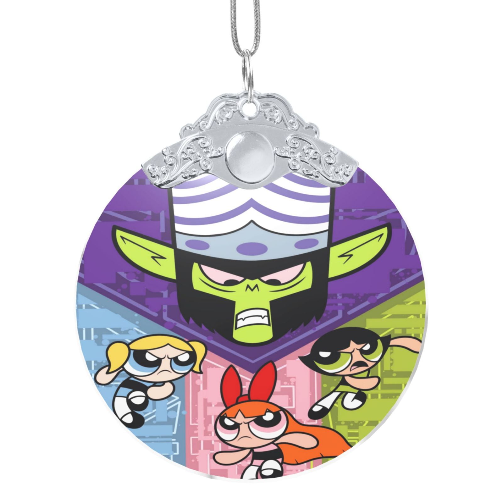 Powerpuff Girls Christmas Tree Glass Round Pendant, Christmas Tree ...