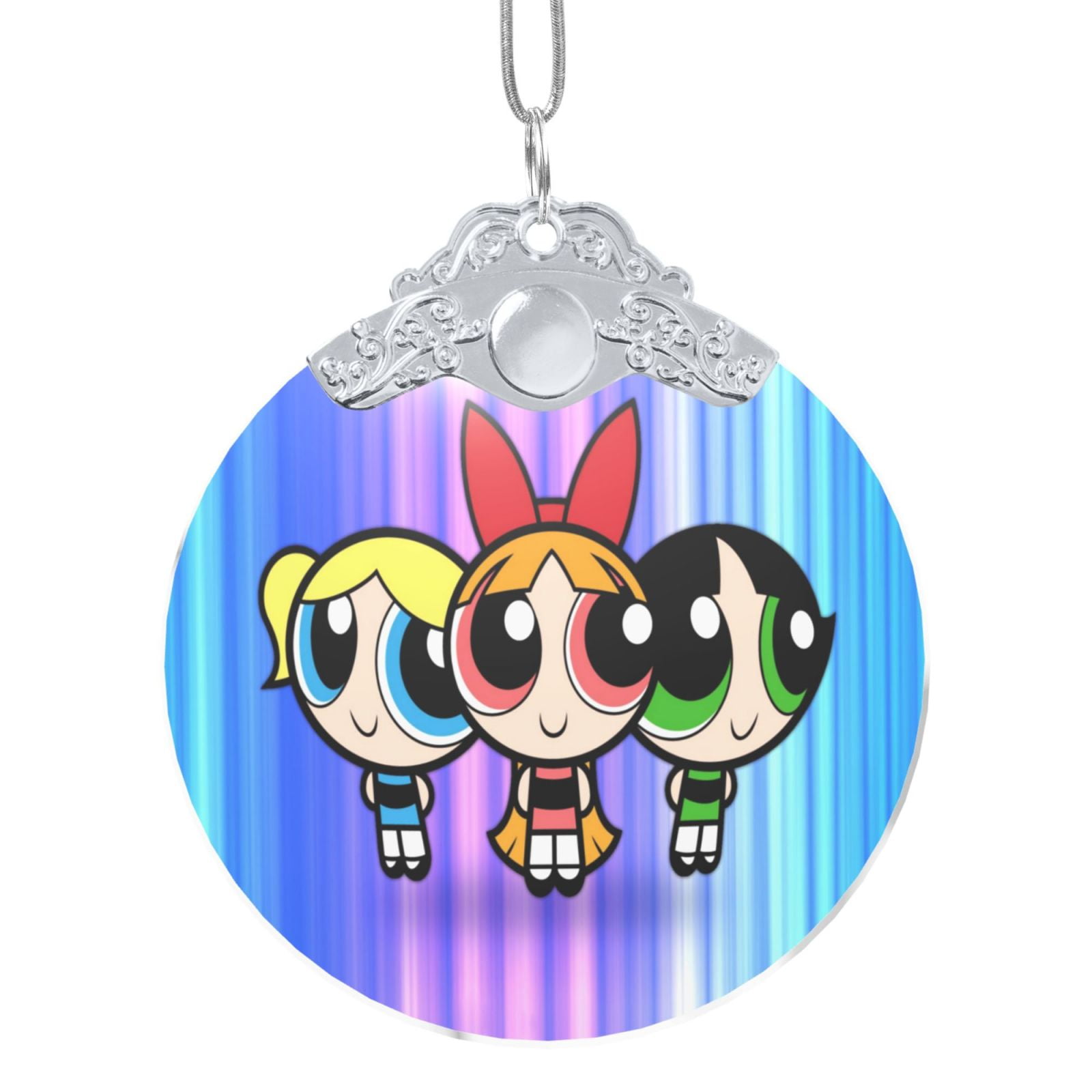 Powerpuff Girls Christmas Tree Glass Round Pendant, Christmas Tree ...