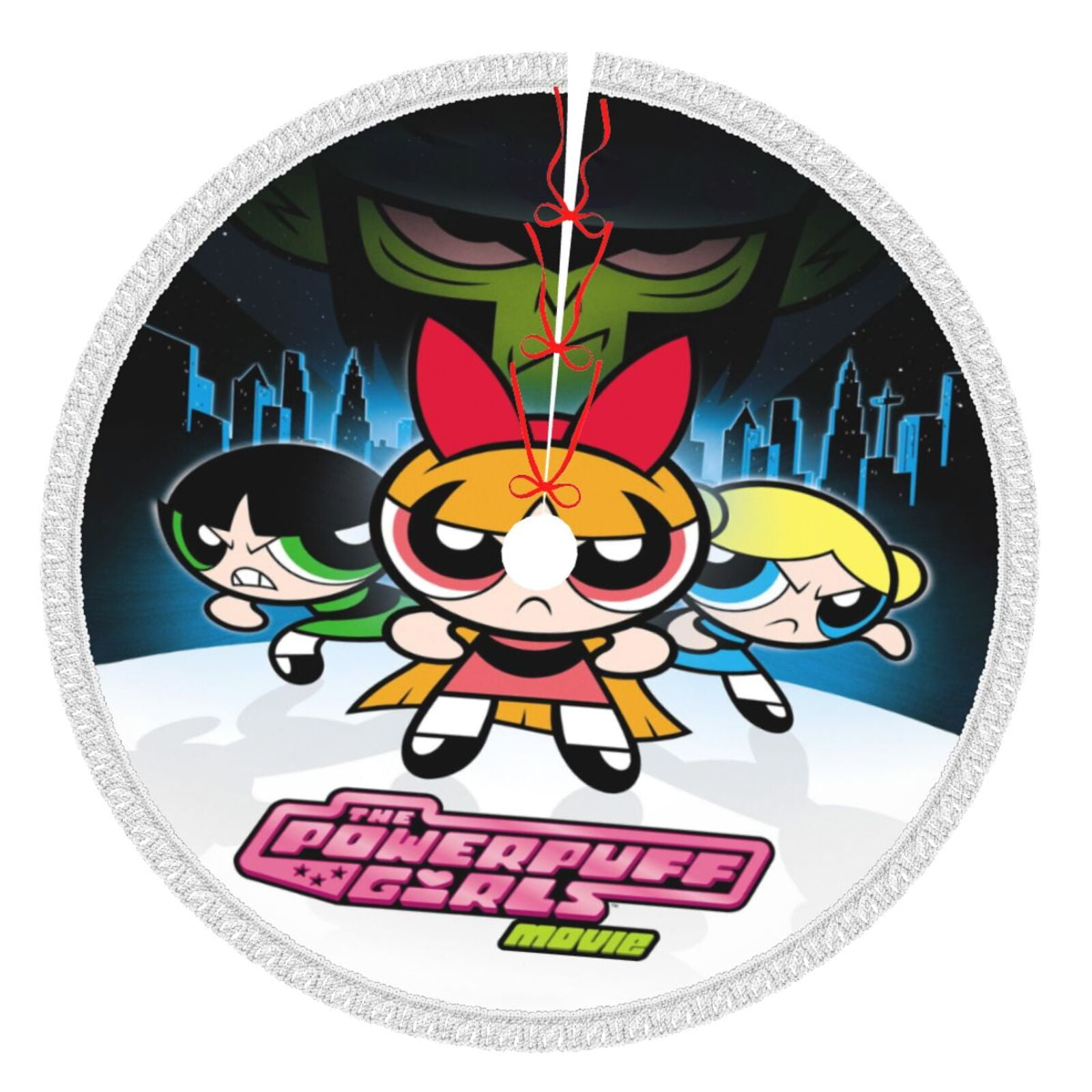Powerpuff Girls Christmas Tree Skirt White Tassel Lace Xmas Skirts ...