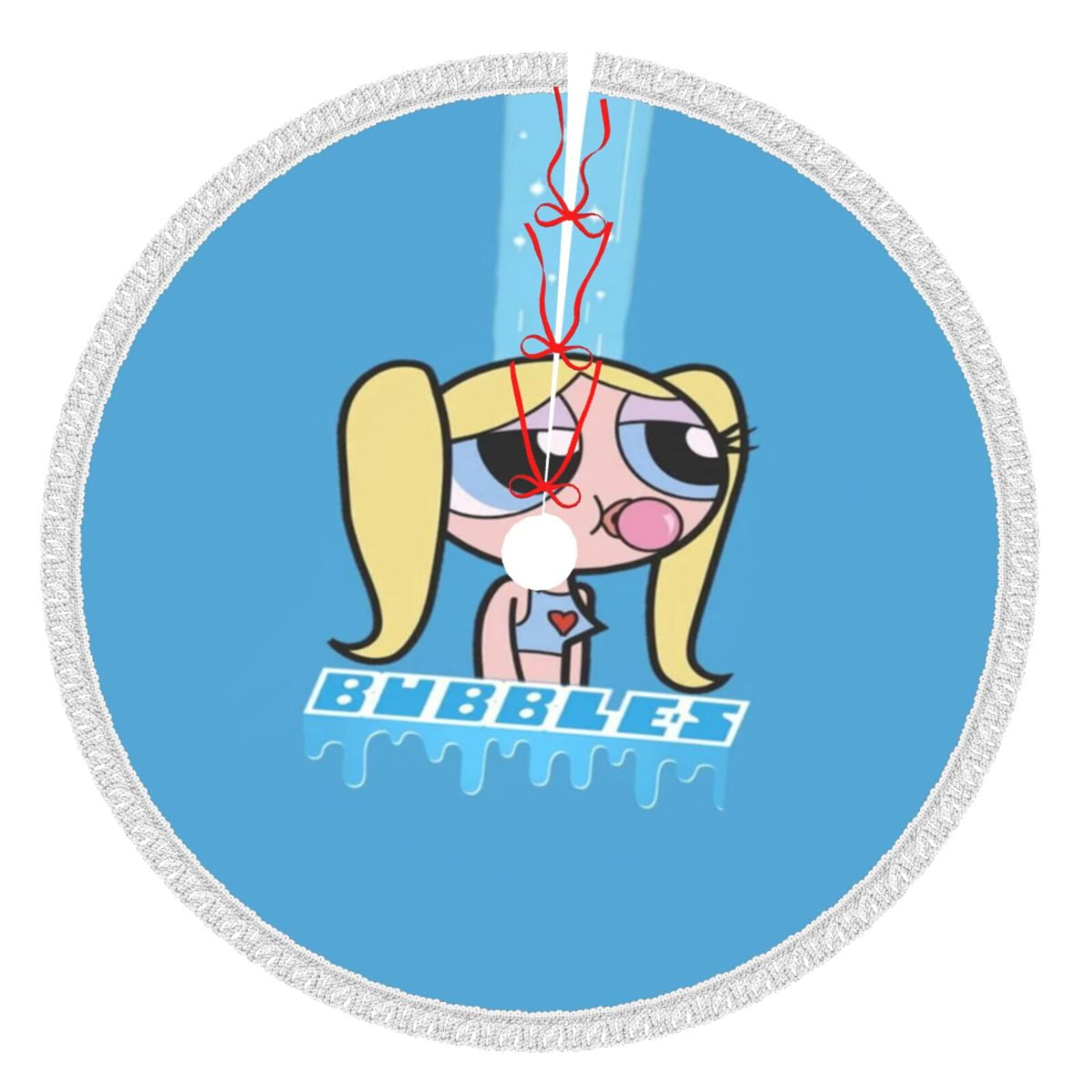 Powerpuff Girls Christmas Tree Skirt White Tassel Lace Xmas Skirts ...