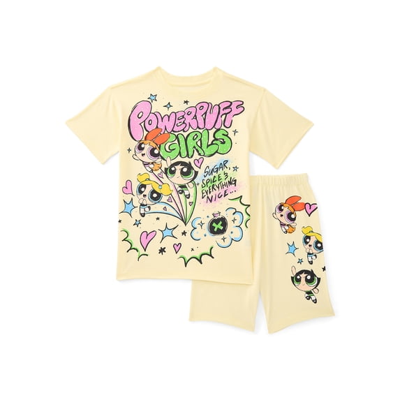 Powerpuff Girls Girls Rhinestones Graffiti Graphic Boyfriend Tee with ...